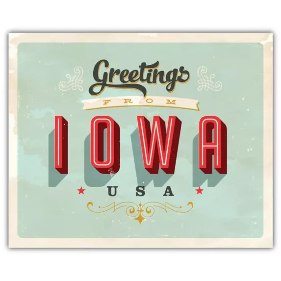 DOPASTICKER Iowa Usa State Retro Greetings Emblem Car Sticker Phone ...