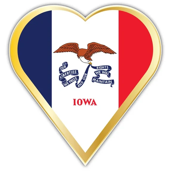 DOPASTICKER Iowa Usa State Seal Heart Car Sticker Phone Water Bottle ...