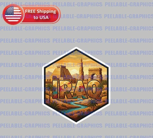 DOPASTICKER Iraq Country Souvenir Sticker Travel Luggage Sticker Phone ...