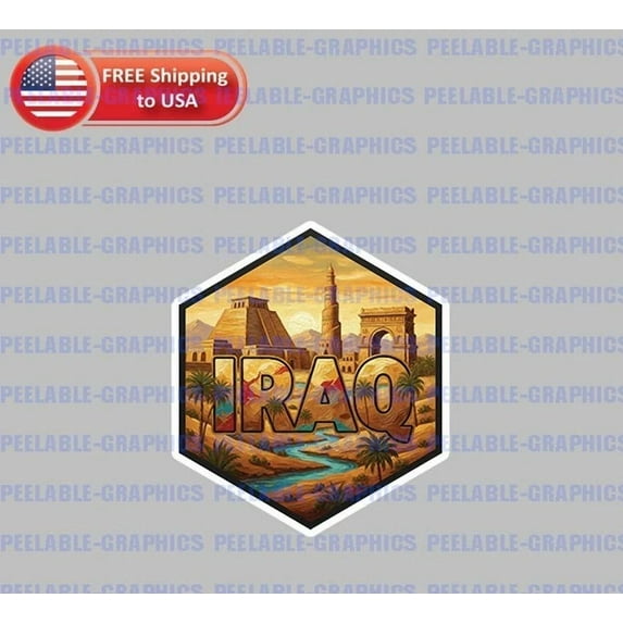 DOPASTICKER Iraq Country Souvenir Sticker Travel Luggage Sticker Phone ...