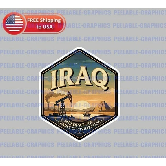 DOPASTICKER Iraq Country Souvenir Sticker Travel Luggage Sticker Phone ...