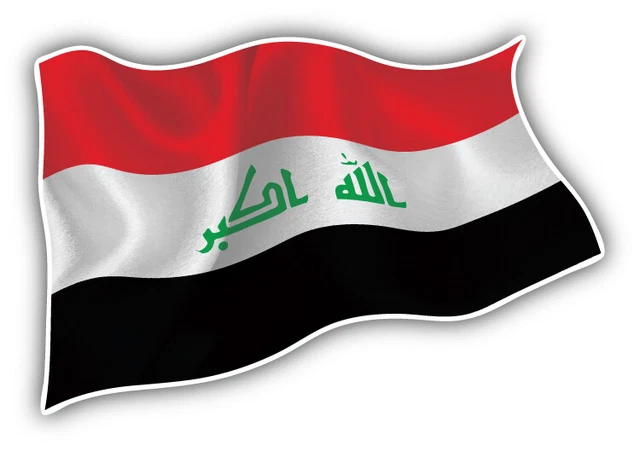 DOPASTICKER Iraq Waving Flag Sticker Decal Phone Decal Water Bottle ...