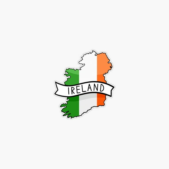 DOPASTICKER Ireland Flag Map Sticker, Phone Sticker Water Bottle ...