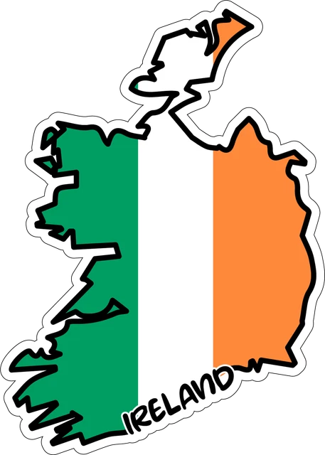 DOPASTICKER Ireland Map Flag Sticker Decal Phone Decal Water Bottle ...