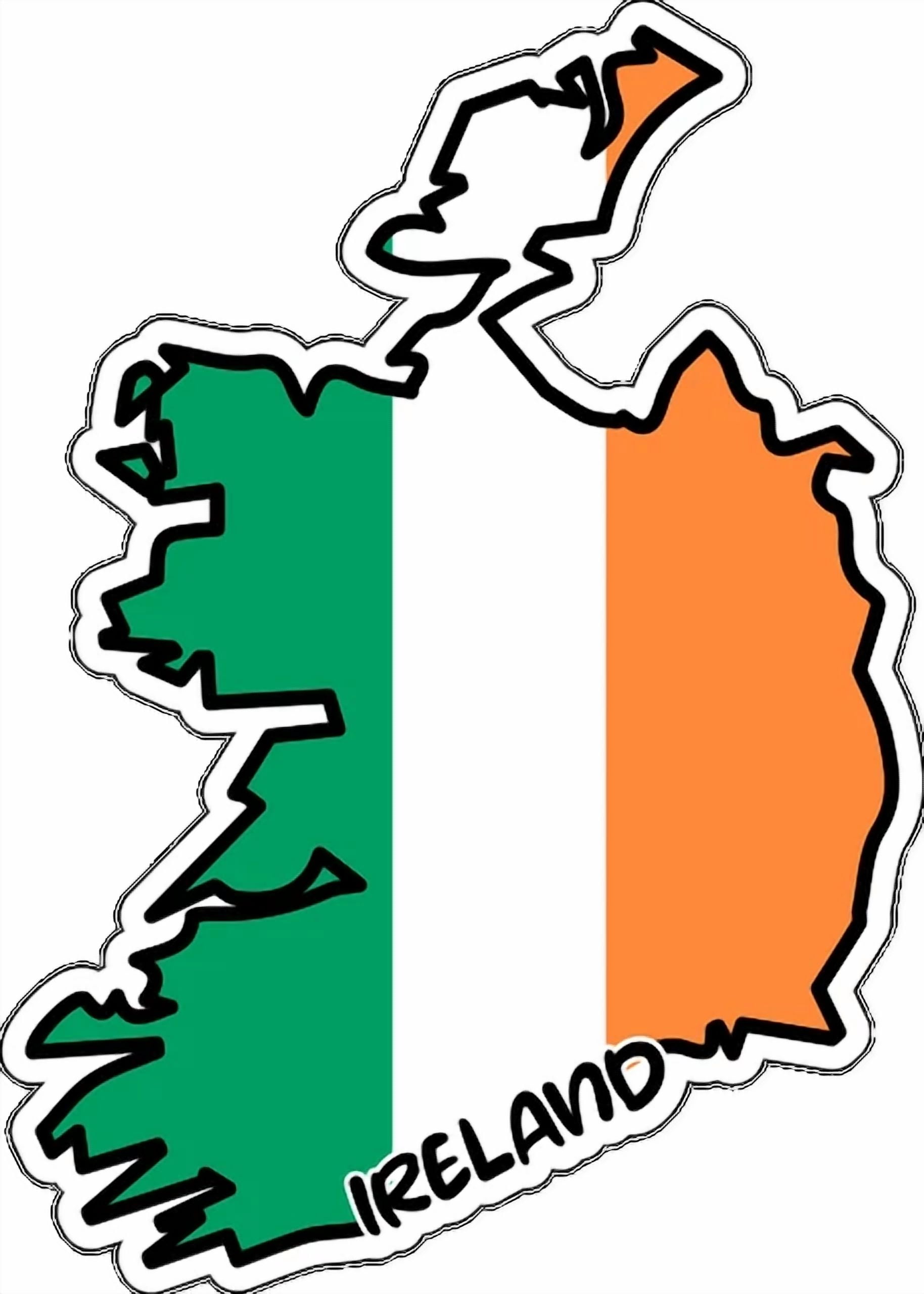 DOPASTICKER Ireland Map Flag Sticker Decal Phone Decal Water Bottle ...