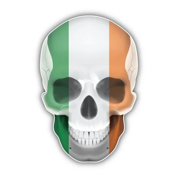DOPASTICKER Ireland Skull Flag Car Sticker Phone Decal Water Bottle ...