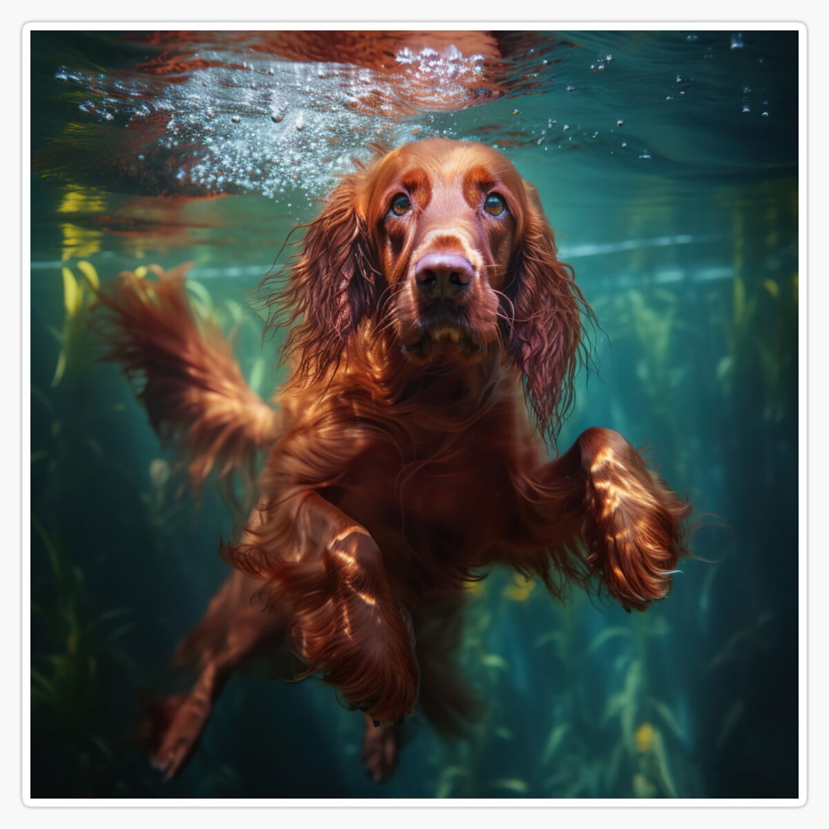 DOPASTICKER Irish Setter Swimming Underwater Sticker, Phone Sticker Car ...