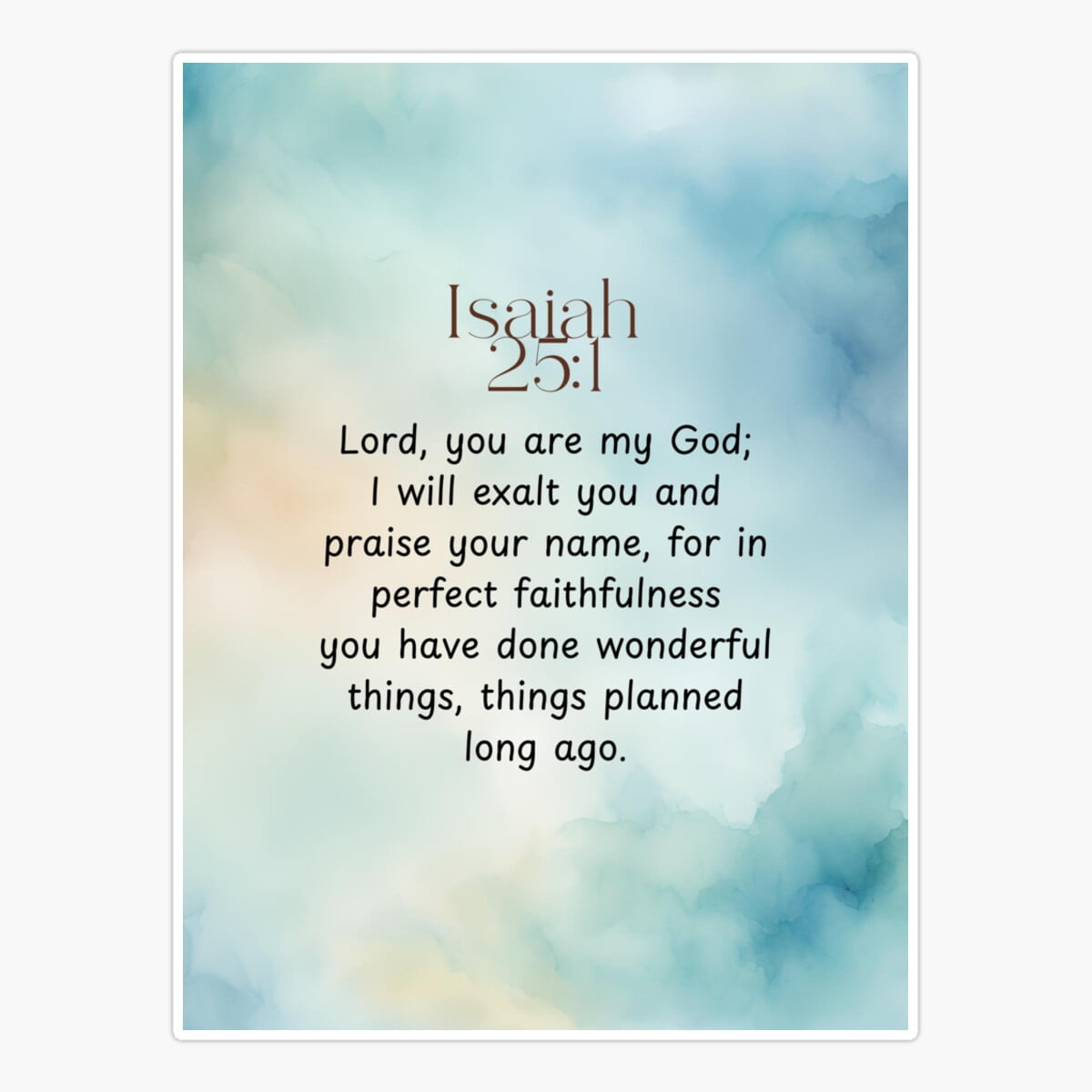 DOPASTICKER Isaiah 25:1 Christian Bible Verse On Watercolor Background ...