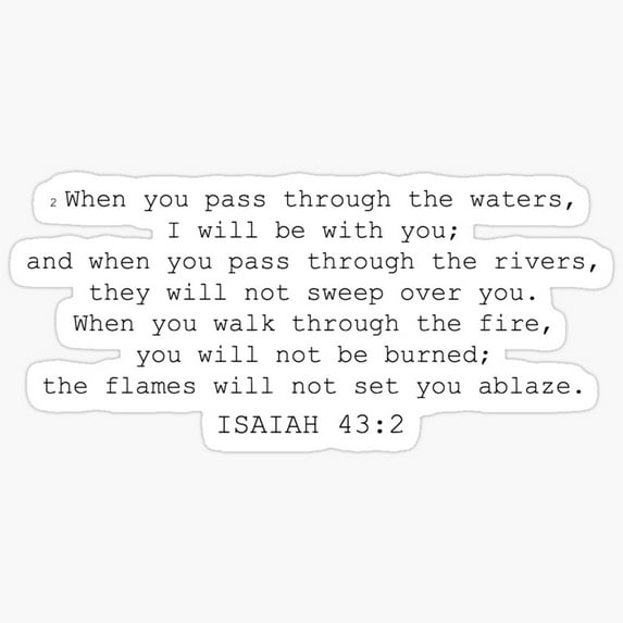 DOPASTICKER Isaiah 43:2- Troubled Waters - Perfect Birthday Gift ...