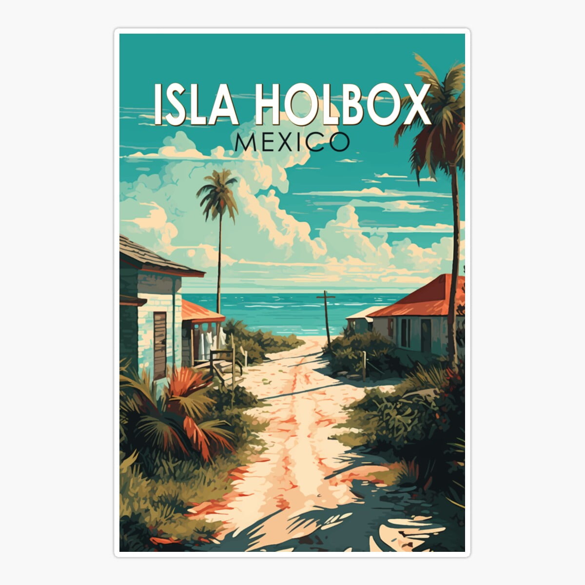 DOPASTICKER Isla Holbox Mexico Travel Art Sticker, Phone Sticker Car ...