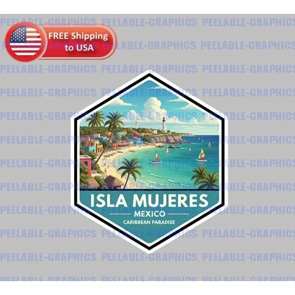 DOPASTICKER Isla Mujeres Mexico Country Sticker Souvenir Travel Map ...