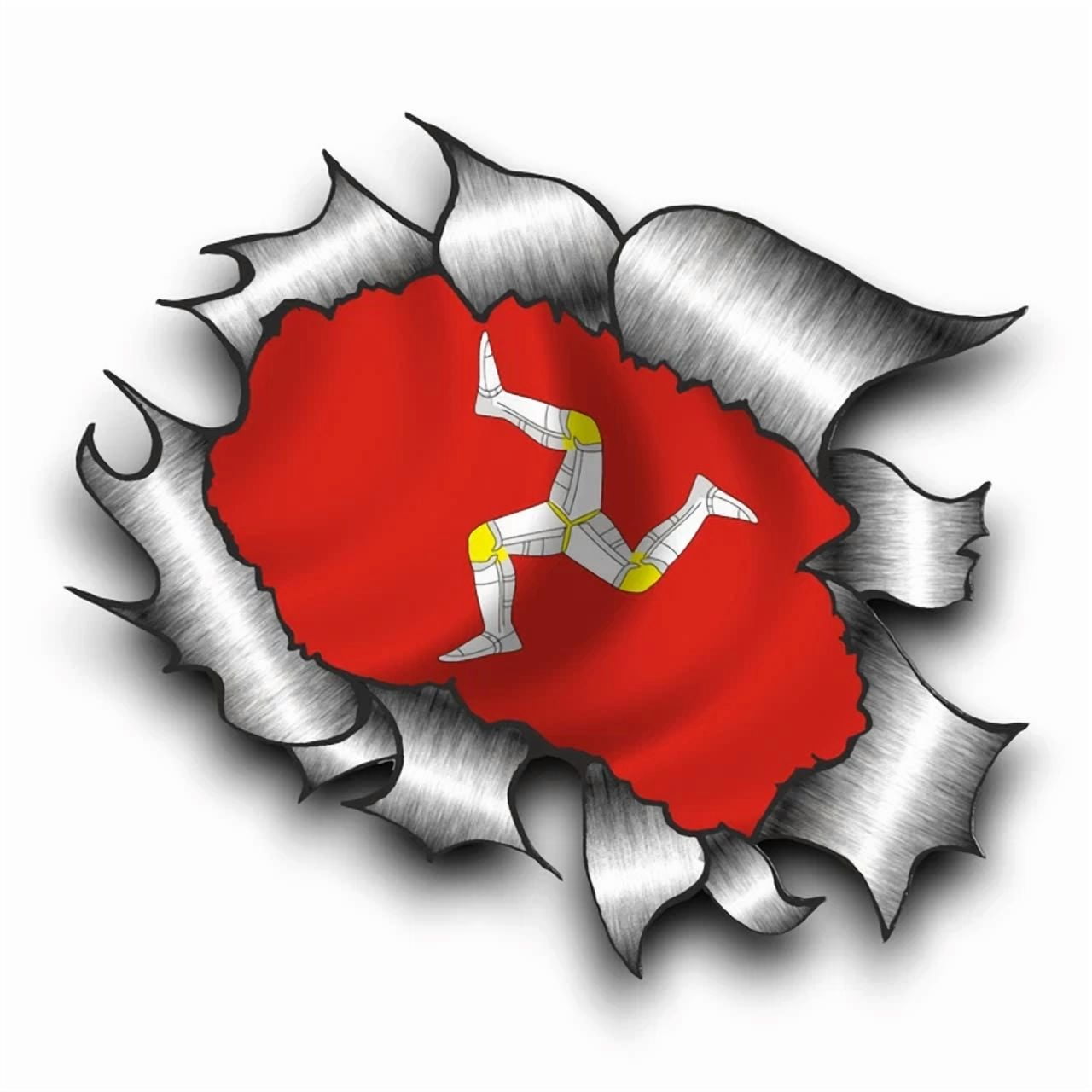 DOPASTICKER Isle Of Man Iom Flag Ripped Open Metal Sticker Decal For ...