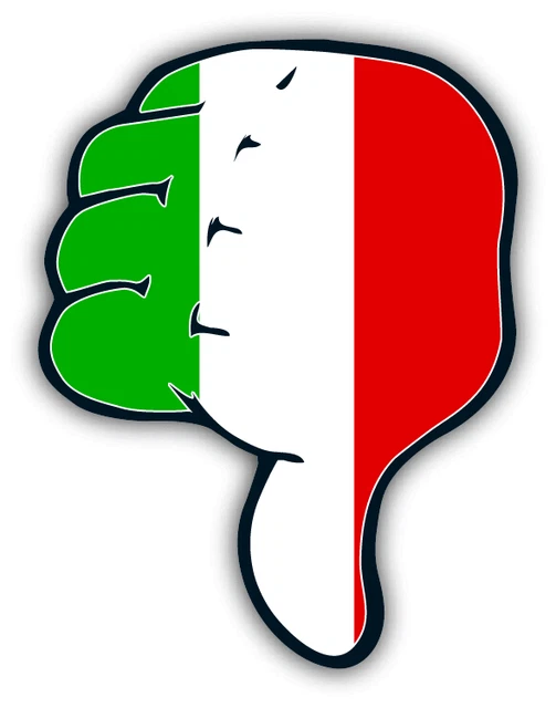 DOPASTICKER Italy Flag Hand Thumb Judgment Down Negative Car Sticker ...