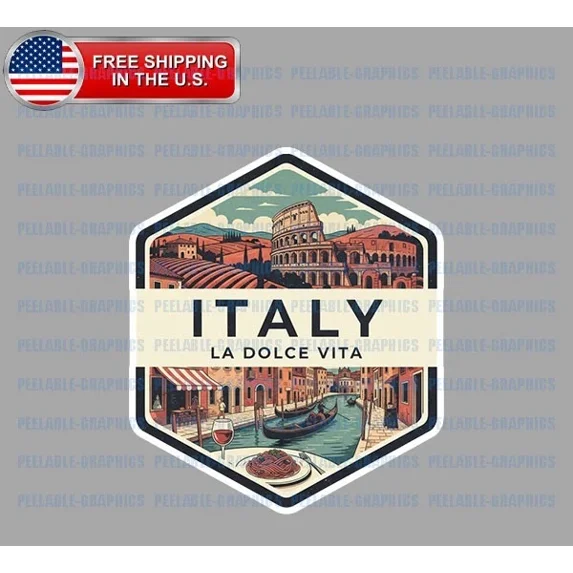 DOPASTICKER Italy Italia Country Sticker Souvenir Travel Map Sticker ...