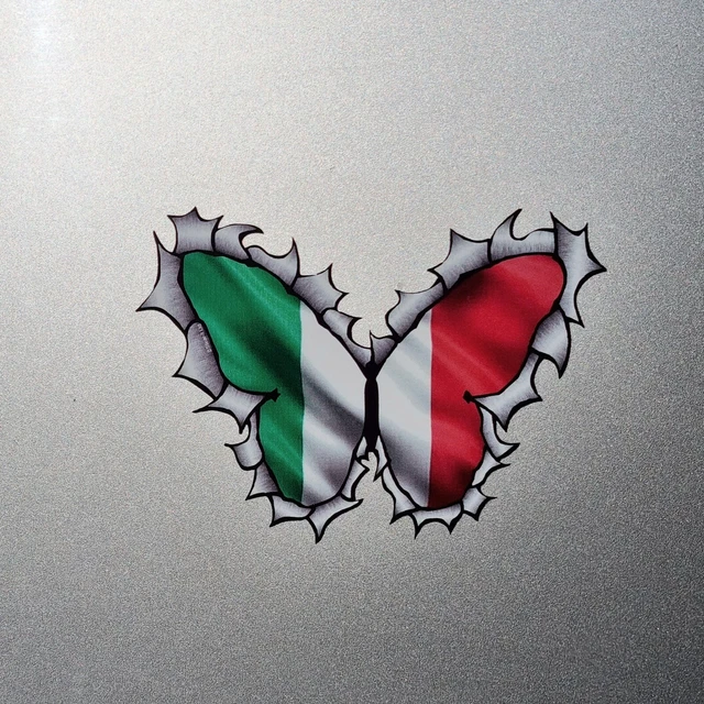 DOPASTICKER Italy Italian Flag Butterfly Ripped Metal Sticker Decal For ...