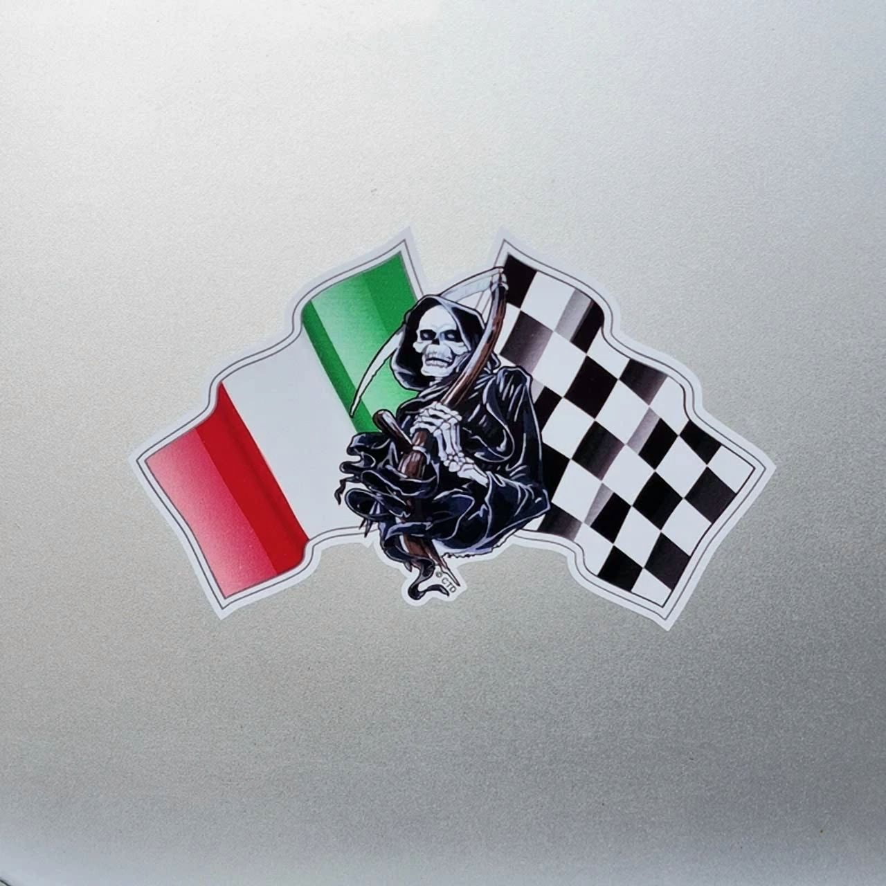 DOPASTICKER Italy Italian Flags With Grim Reaper Sticker Decal For Car ...