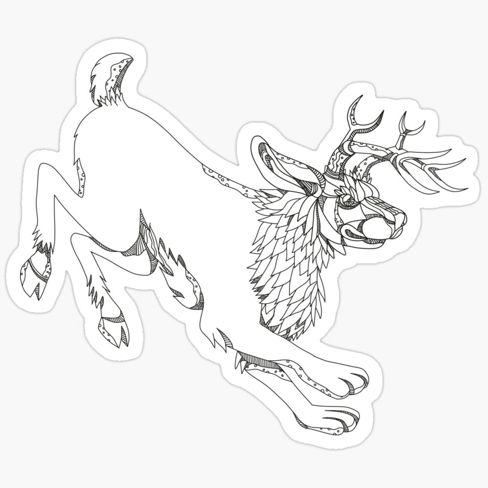 DOPASTICKER Jackalope Hopping Doodle Art Sticker Phone Decal Water ...