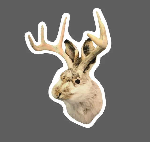 DOPASTICKER Jackalope Sticker Rabbit Deer Fantasy Antlers Sticker Phone ...
