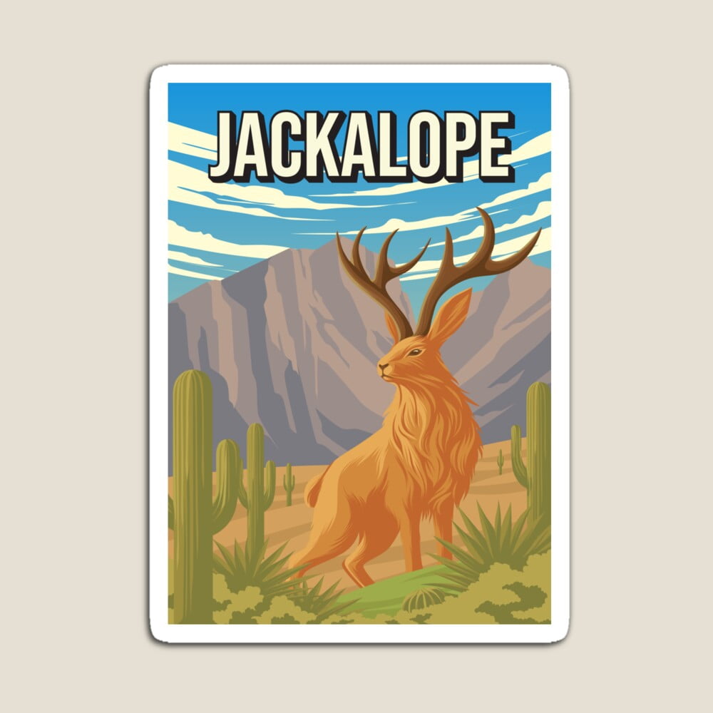 DOPASTICKER Jackalope Vintage Minimal Cryptid Travel Poster Decorative ...