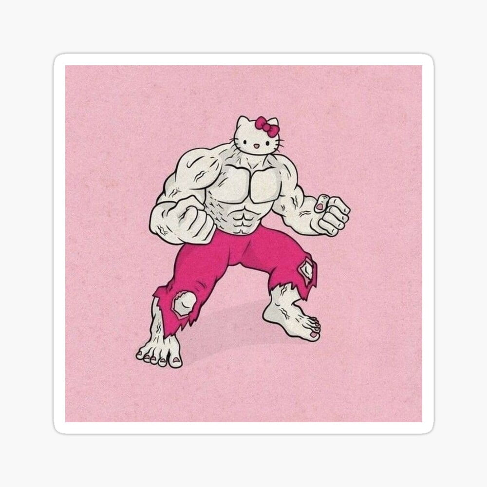 DOPASTICKER Jacked Cat Kitty Gym Printable Decorative Laptop, Phone ...