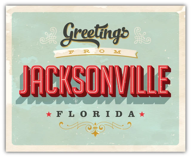 DOPASTICKER Jacksonville City Florida Usa State Retro Greetings Emblem ...