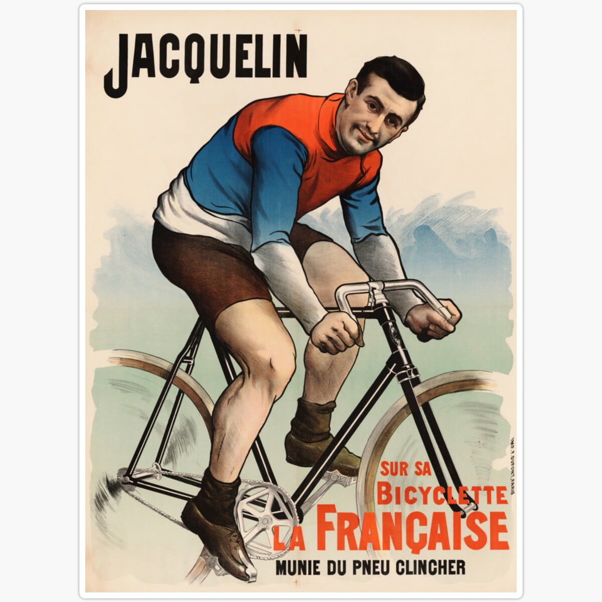 DOPASTICKER Jacquelin On His French Bicycle Vintage Cycles Poster ...