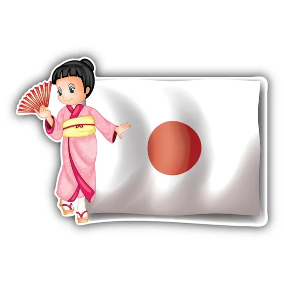 DOPASTICKER Japan Flag Girl Car Sticker Phone Decal Water Bottle ...
