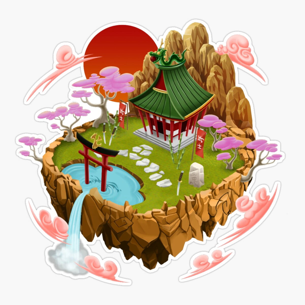 DOPASTICKER Japan Island Culture Sticker, Phone Sticker Water Bottle ...