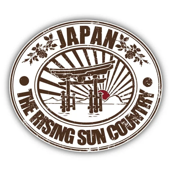 DOPASTICKER Japan Rising Sun Country Travel Grunge Car Sticker Phone ...