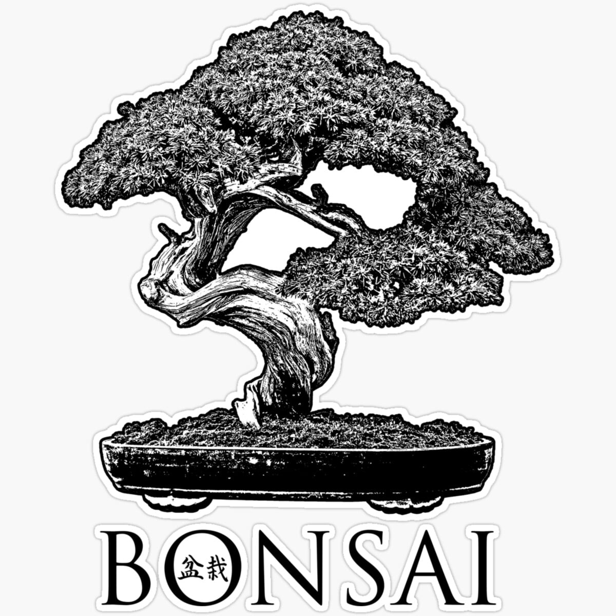 DOPASTICKER Japanese Bonsai Tree Sticker Decorative Laptop, Phone ...