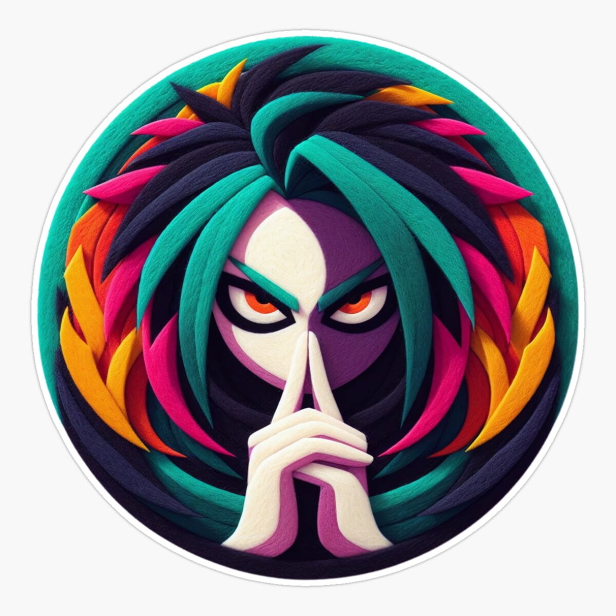 DOPASTICKER Japanese Character In Felt Manga Art Sticker, Phone Sticker ...