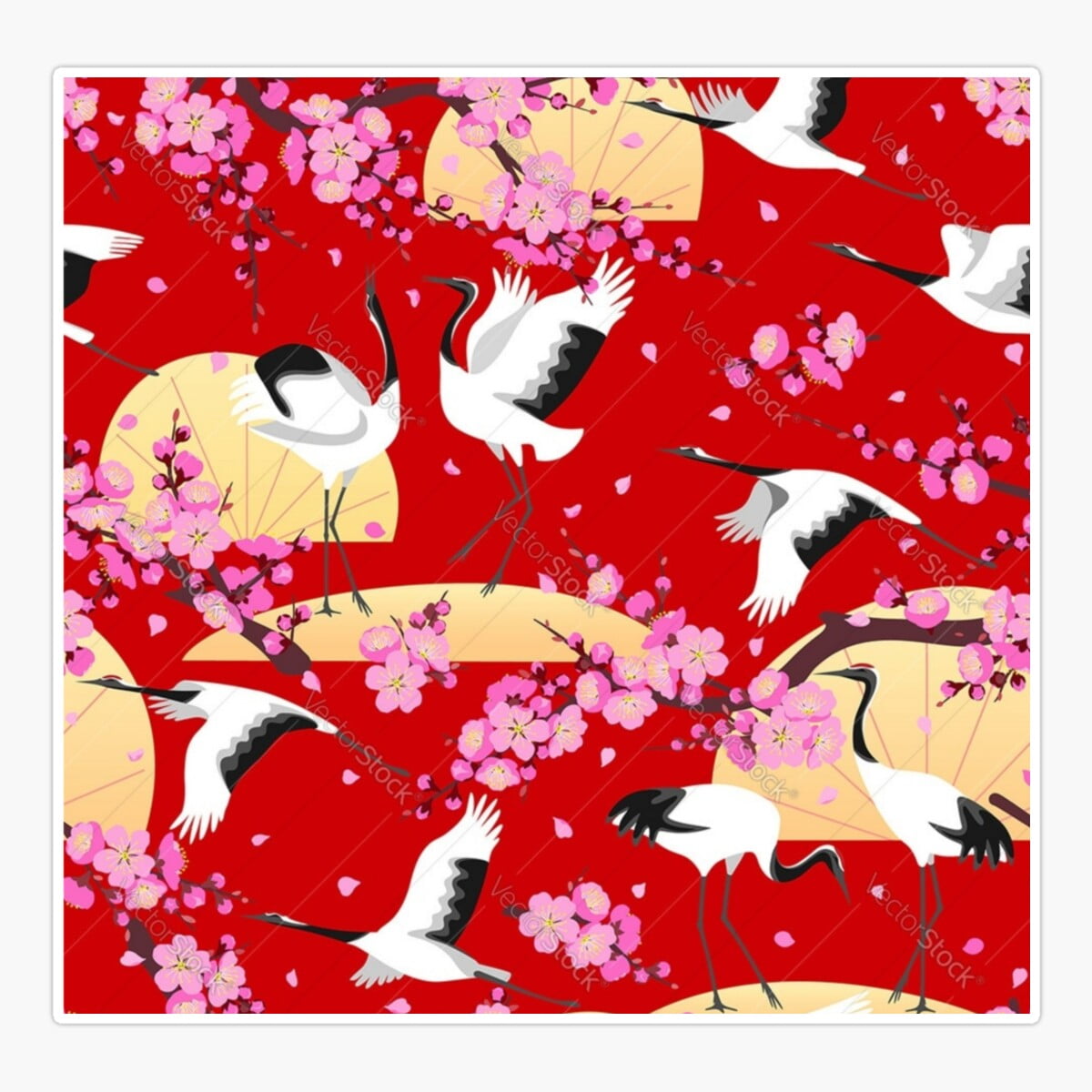 DOPASTICKER Japanese Crane Art 3 Sticker, Phone Sticker Water Bottle ...