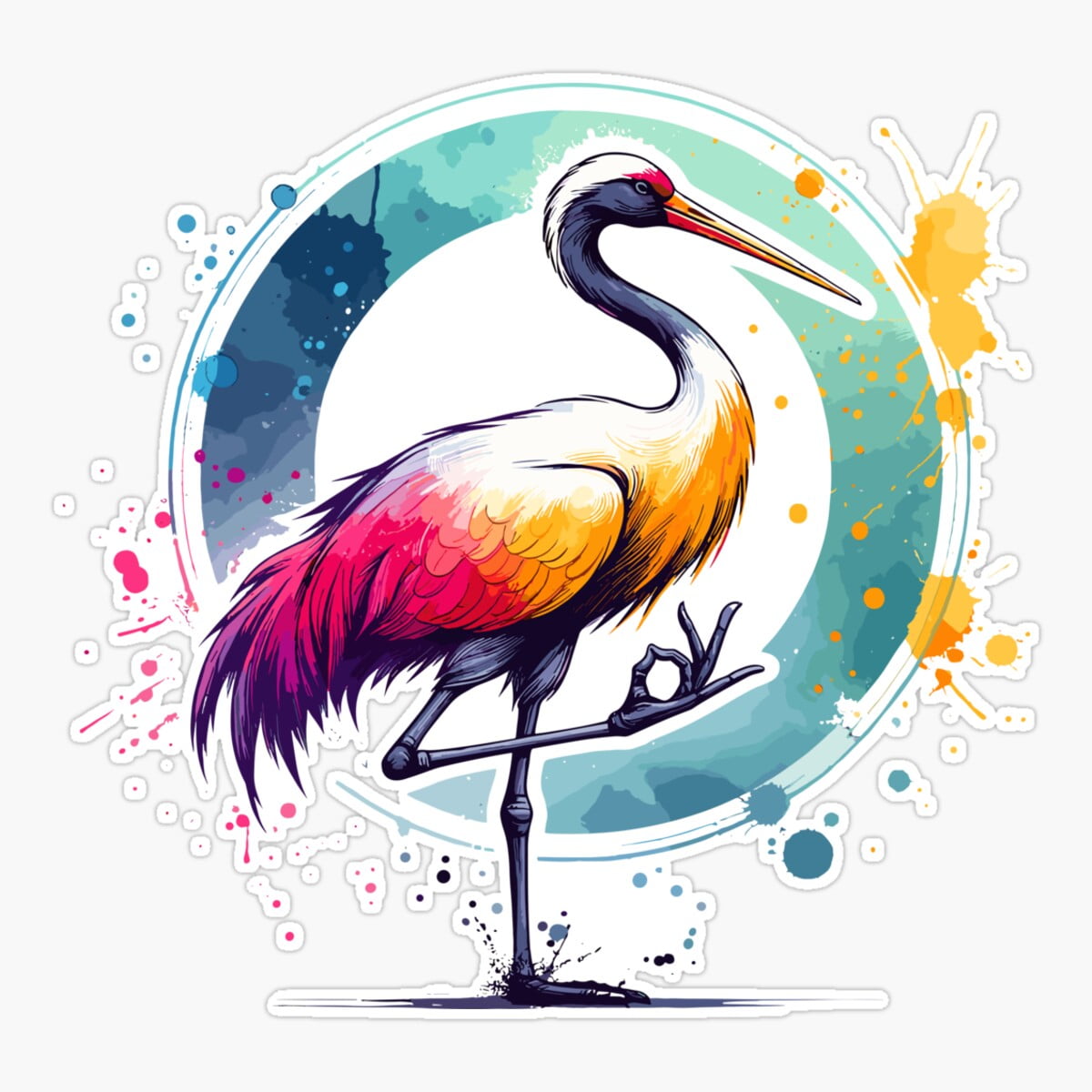 DOPASTICKER Japanese Crane Enso Circle Sticker, Phone Sticker Car ...