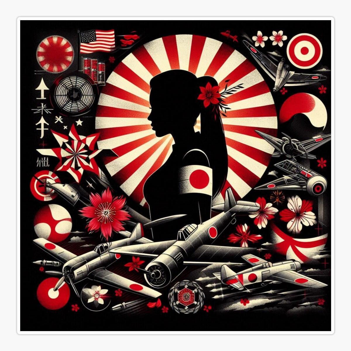 DOPASTICKER Japanese Culture Collage Sticker, Phone Sticker Car ...