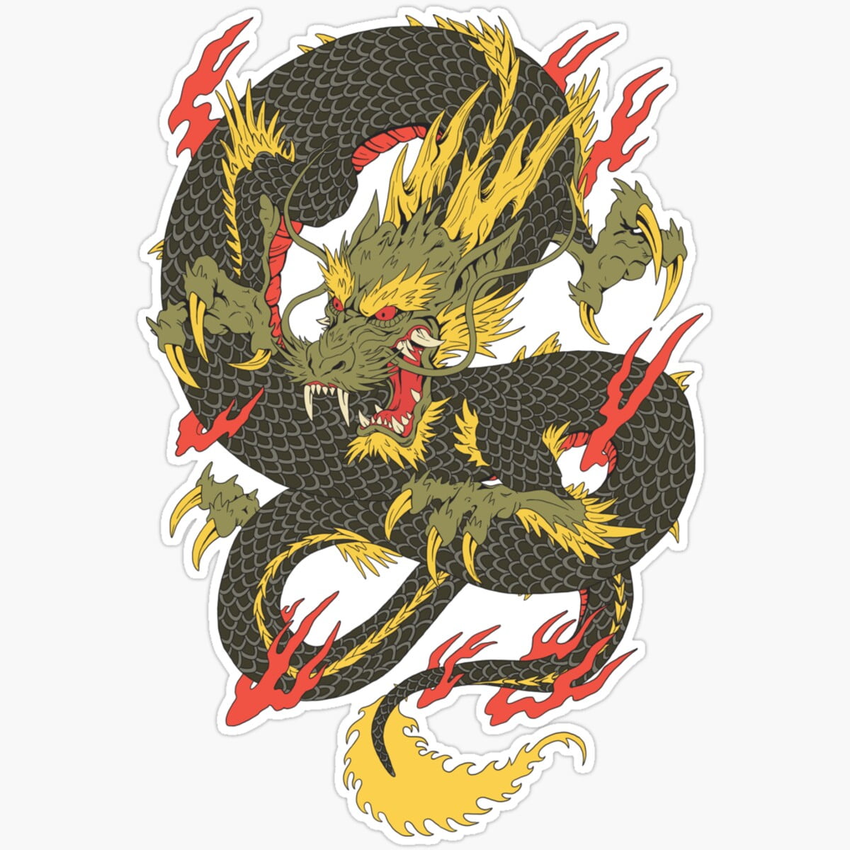 DOPASTICKER Japanese Dragon Sticker, Phone Sticker, Latop Sticker ...