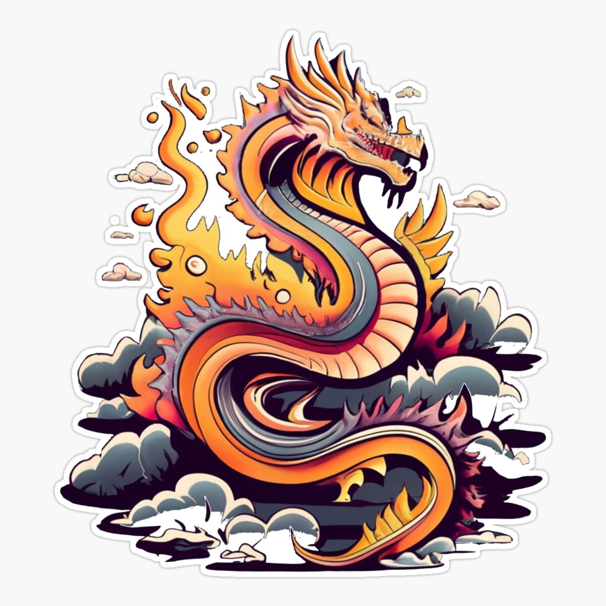 DOPASTICKER Japanese Dragon Sticker, Phone Sticker Water Bottle Sticker ...