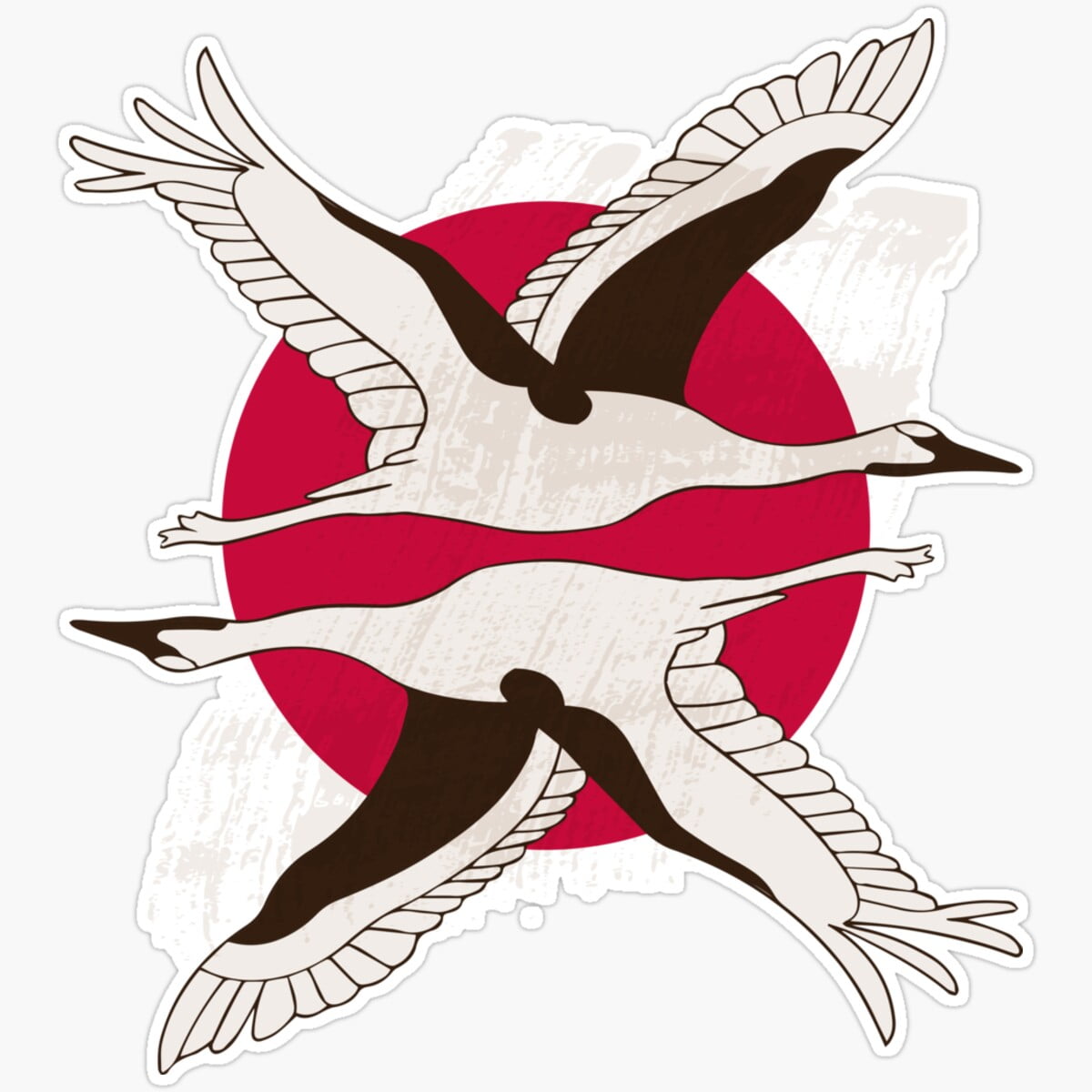 DOPASTICKER Japanese Flying Cranes Sticker Decorative Laptop, Phone ...
