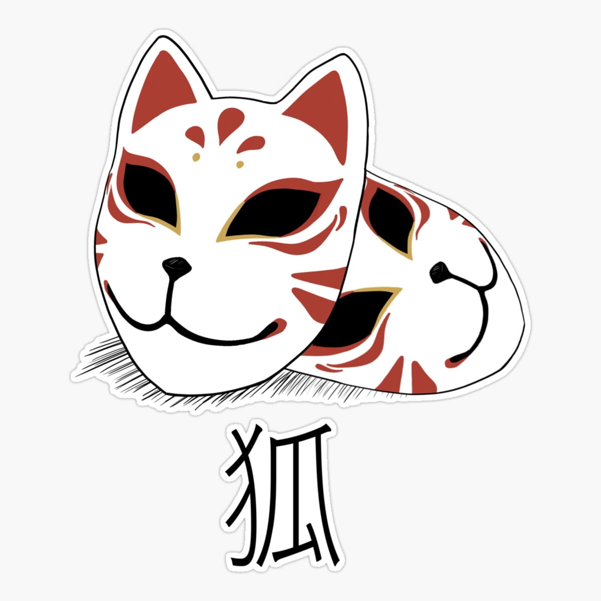 DOPASTICKER Japanese Fox (Kitsune) Masks Sticker, Phone Sticker Car ...