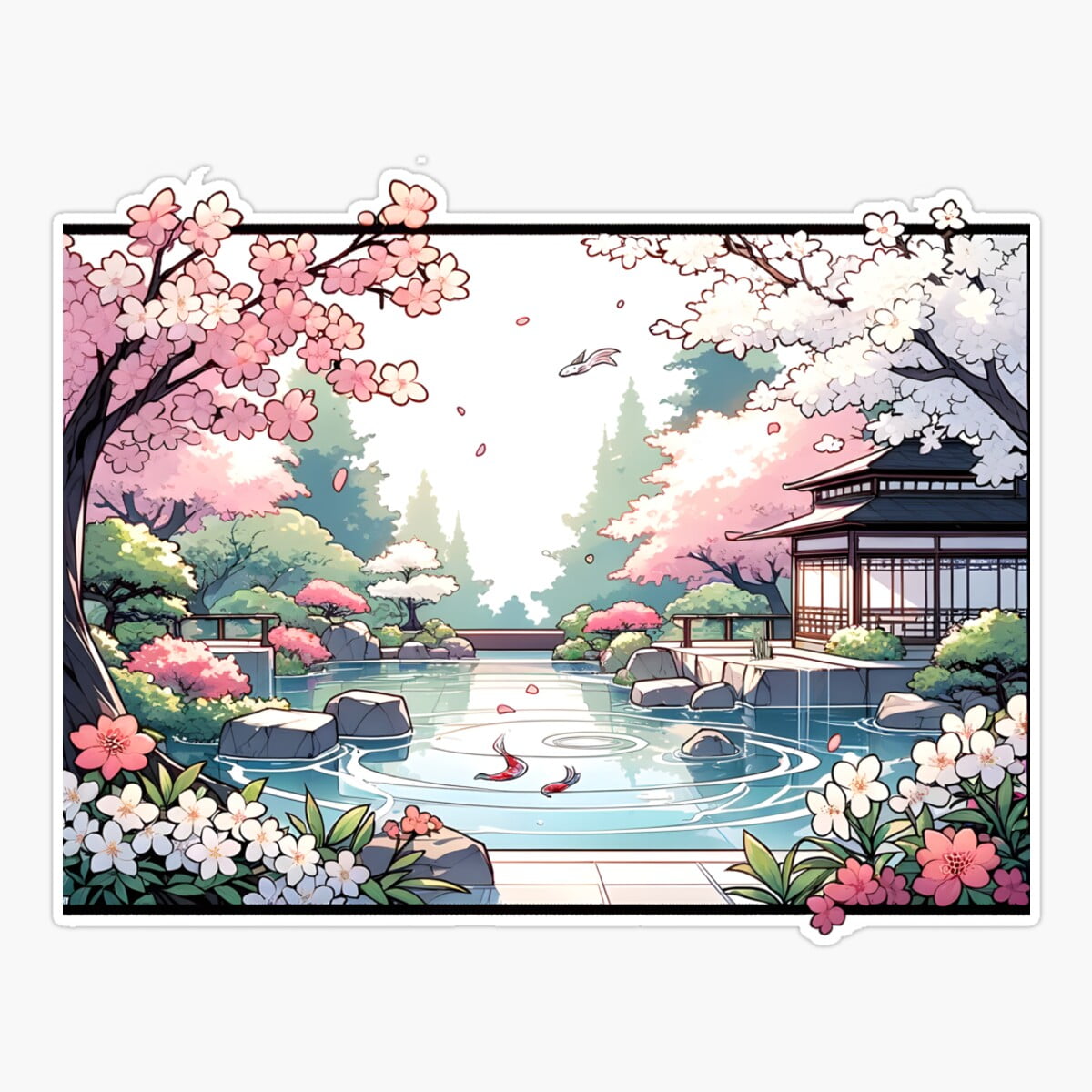 DOPASTICKER Japanese Garden Sticker, Phone Sticker Water Bottle Sticker ...