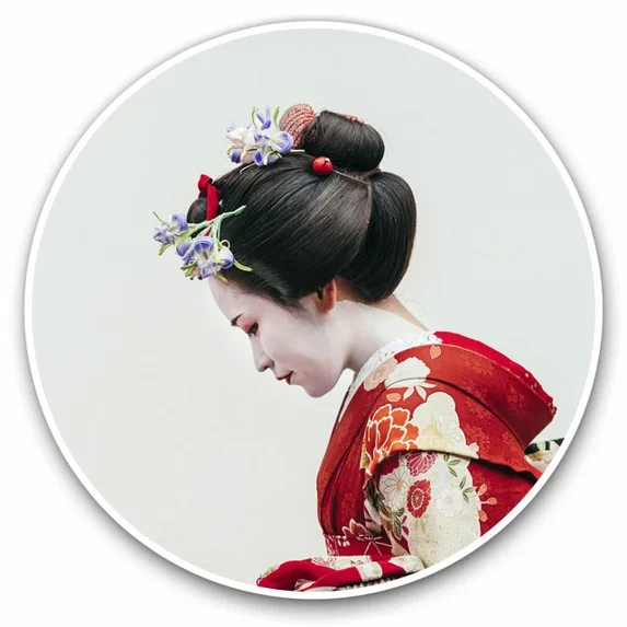 DOPASTICKER Japanese Geisha Girl Flowers Japan Cool Gift Decorative ...