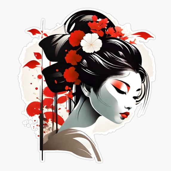 DOPASTICKER Japanese Geisha Sticker, Phone Sticker Water Bottle Sticker ...