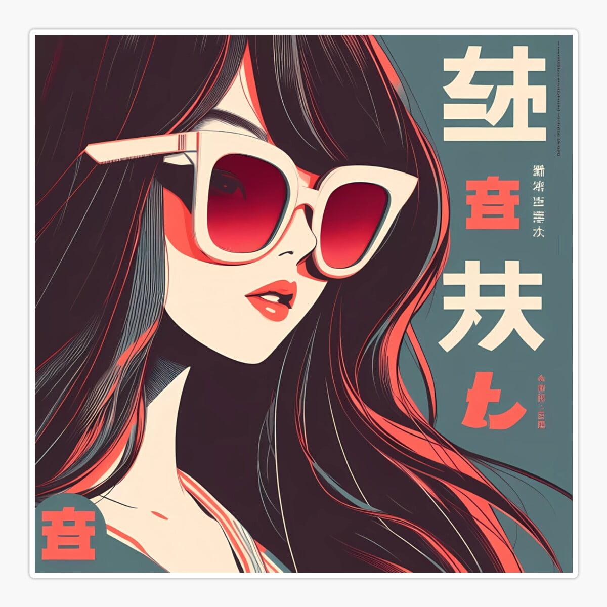 DOPASTICKER Japanese Girl With Sunglasses Poster Style And Elegance ...