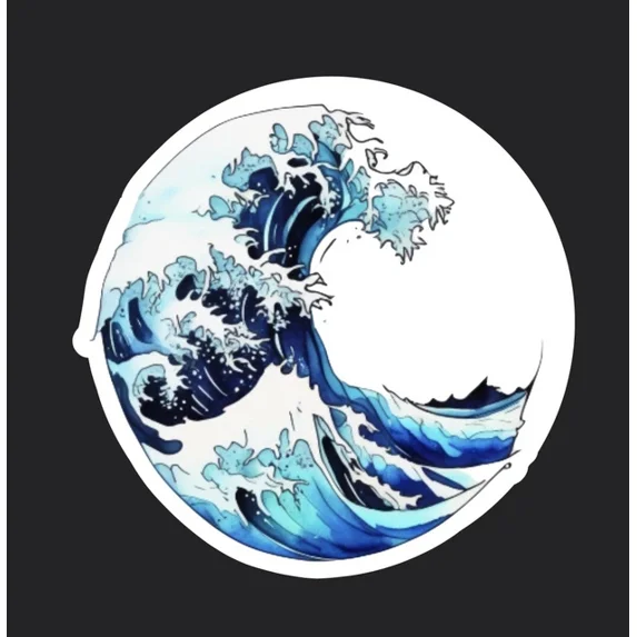 DOPASTICKER Japanese Inspired Wave Sticker Phone Decal Water Bottle ...