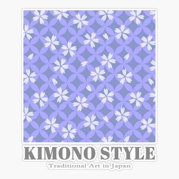 DOPASTICKER Japanese Kimono Pattern With Blue Sakura Sticker, Phone ...