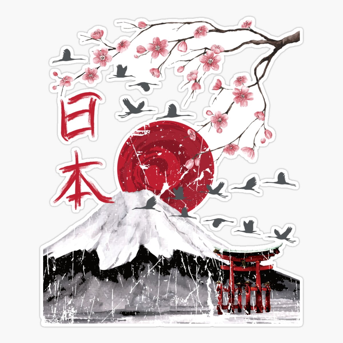 DOPASTICKER Japanese Landscape Japanese Art Sticker, Phone Sticker Car ...