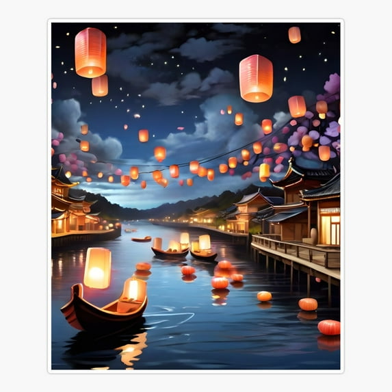 DOPASTICKER Japanese Lanterns Festival Sticker, Phone Sticker Car ...