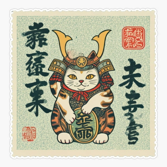 DOPASTICKER Japanese Lucky Cat Sticker, Phone Sticker Water Bottle ...