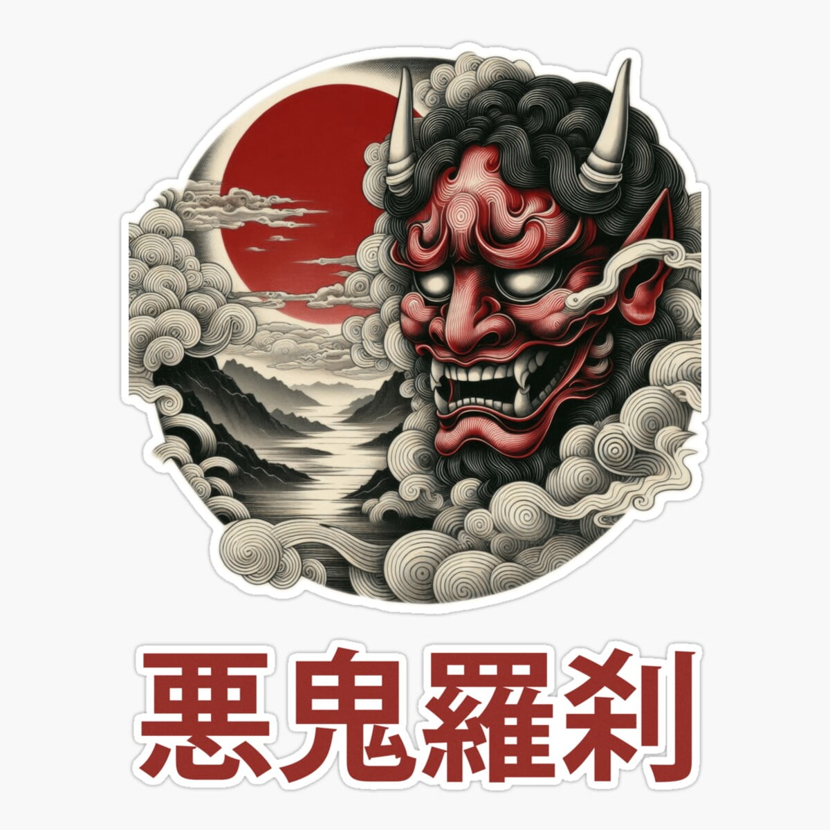 DOPASTICKER Japanese Noh Mask Collection Vol 01 #06 - Oni Mask - Æ‚ªÉ¬ ...