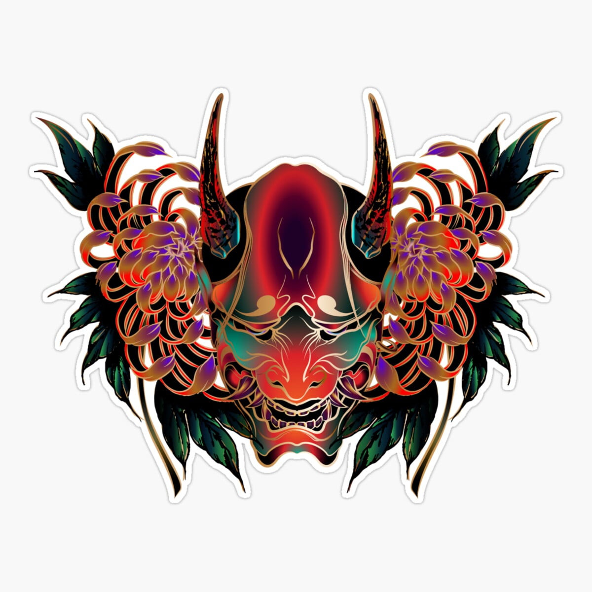 DOPASTICKER Japanese Oni Hannya Mask Sticker, Phone Sticker Car Sticker ...