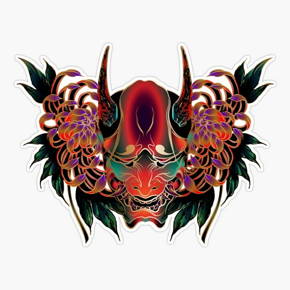 DOPASTICKER Japanese Oni Hannya Mask Sticker, Phone Sticker Car Sticker ...
